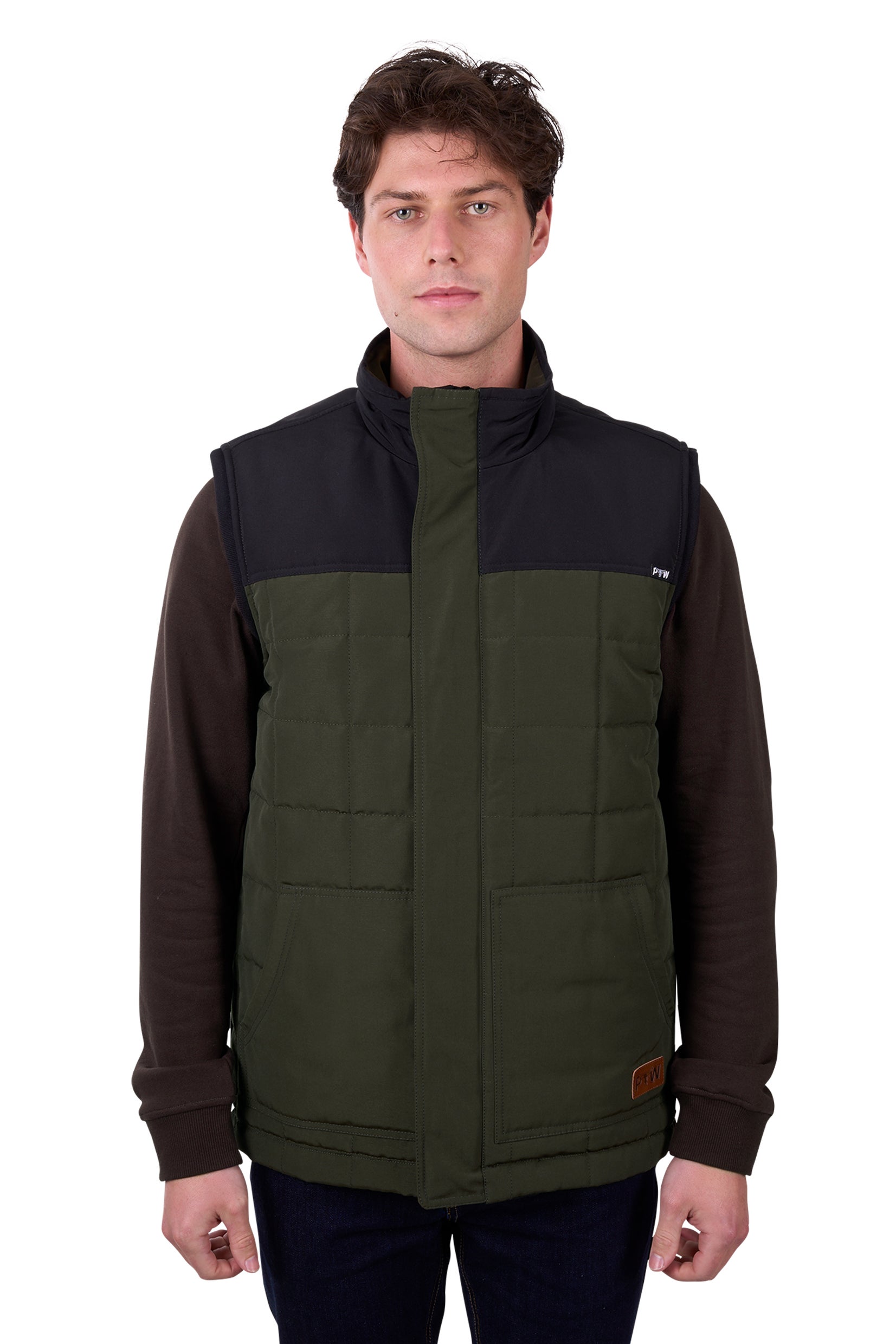 Pure Western Mens Ralph Reversible Vest - Green/Black | Stockman Station
